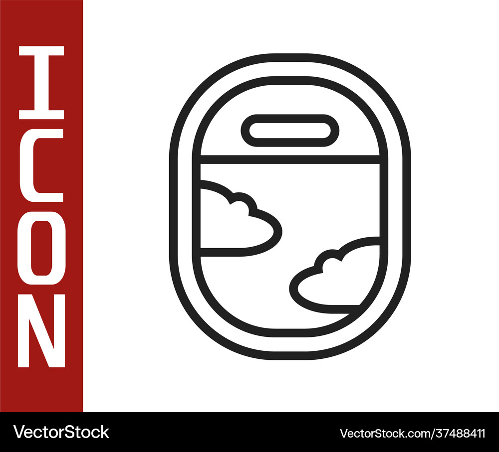 Black line airplane window icon isolated on white Vector Image