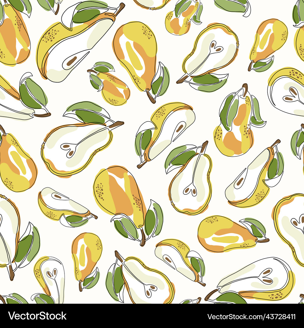 Bright hand drawn pear seamless pattern Royalty Free Vector