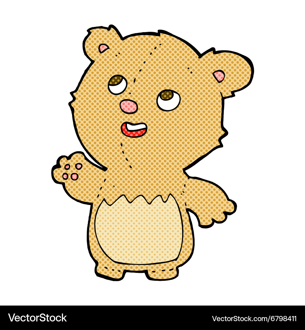 Comic cartoon happy little teddy bear Royalty Free Vector