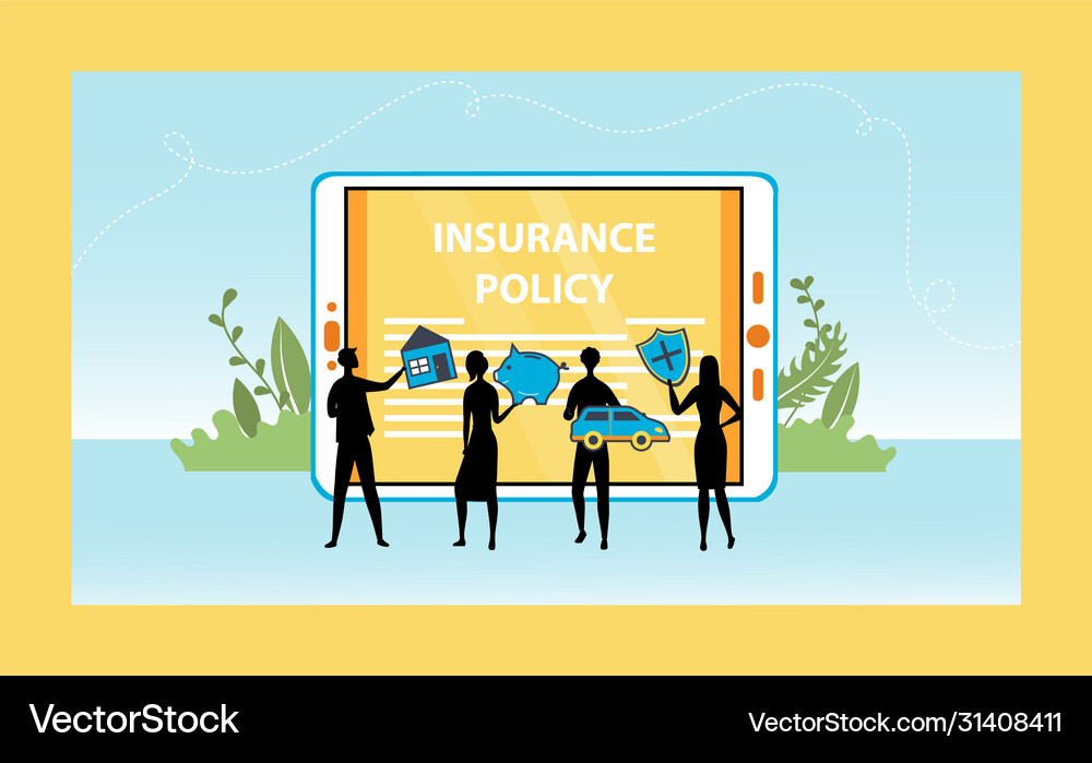 Concept of insurance policy characters Royalty Free Vector