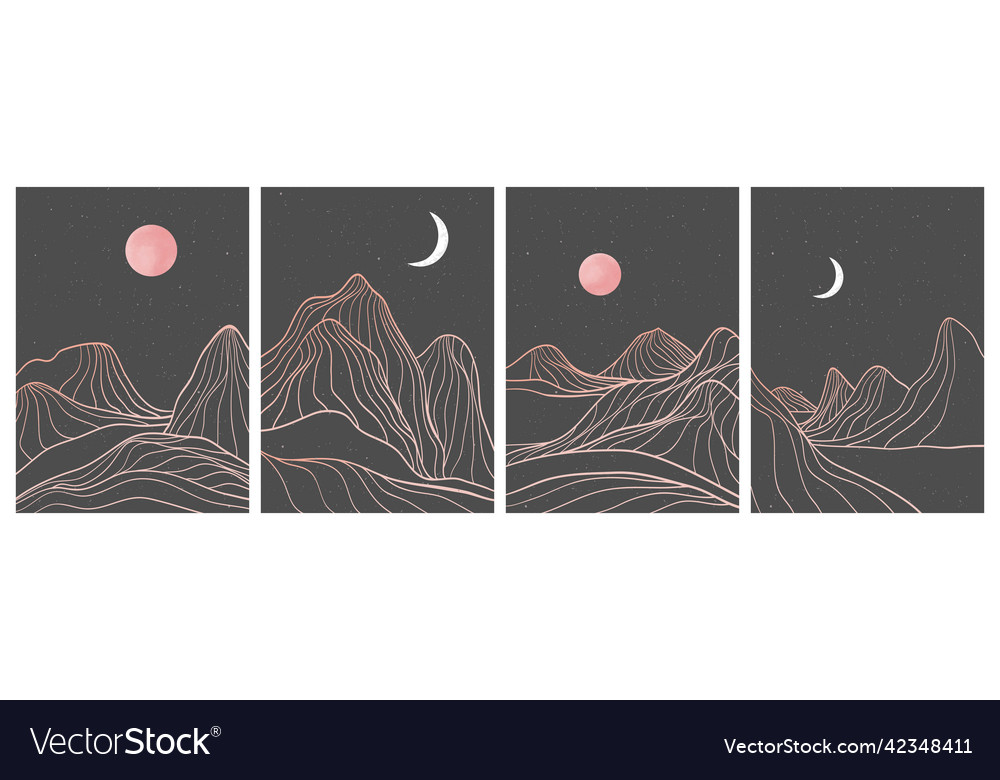 Creative minimalist modern line art print on set Vector Image