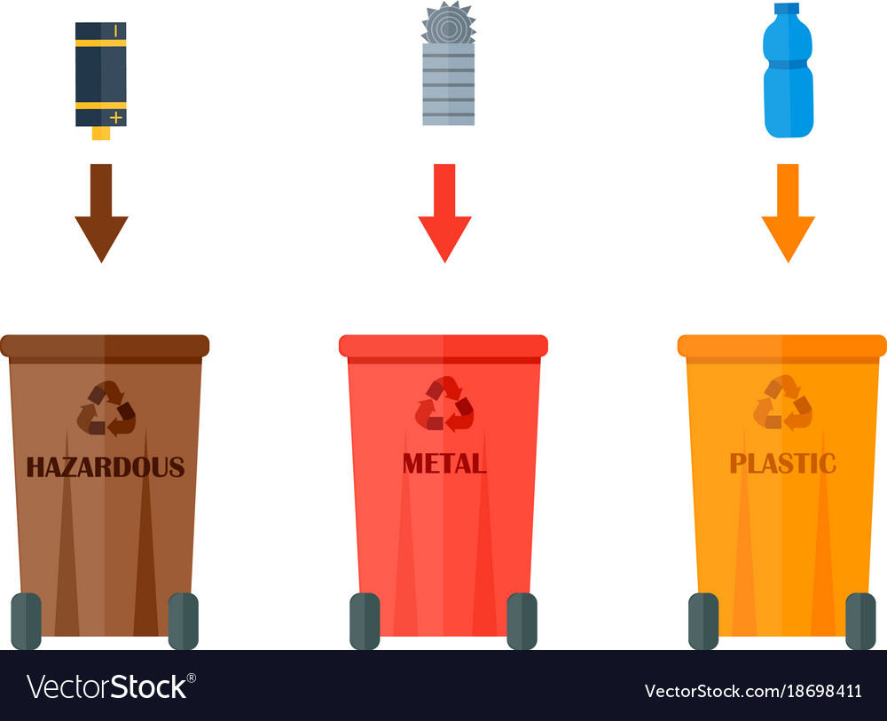 Different recycling garbage waste types sorting Vector Image Different recycling garbage waste types sorting Vector Image