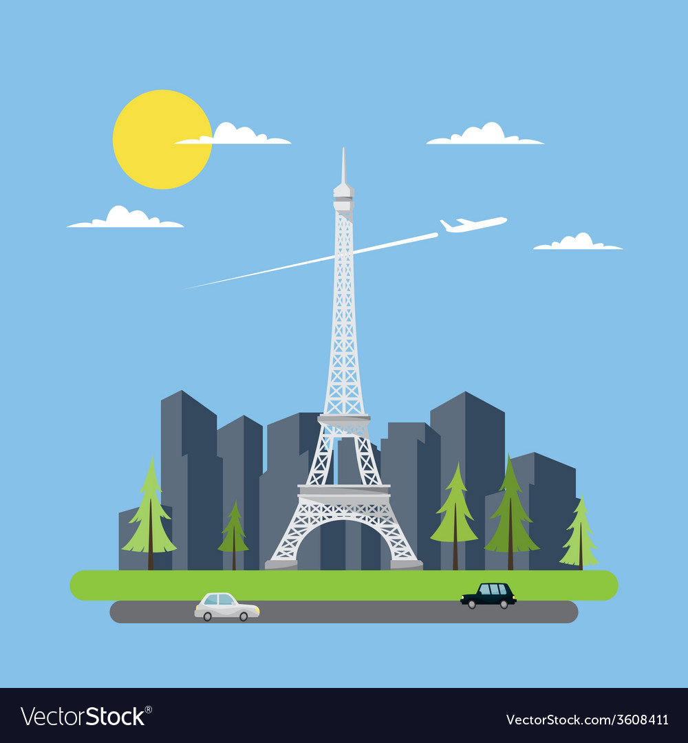 Flat design eiffel tower Royalty Free Vector Image