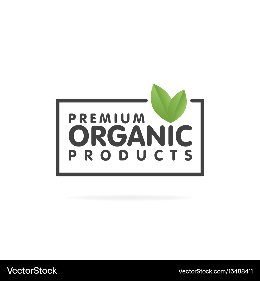 Premium organic products banner text and frame Vector Image