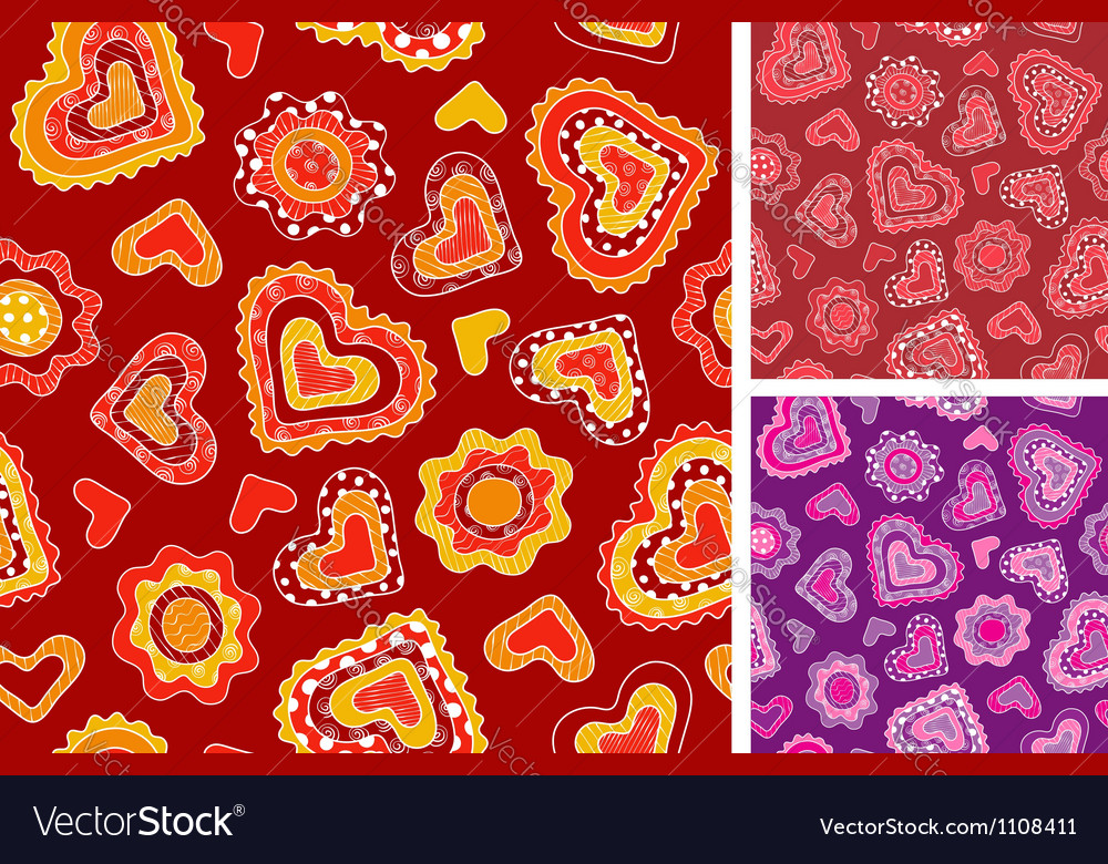 Seamless hand-drawn hearts patterns Royalty Free Vector Seamless hand-drawn hearts patterns Royalty Free Vector