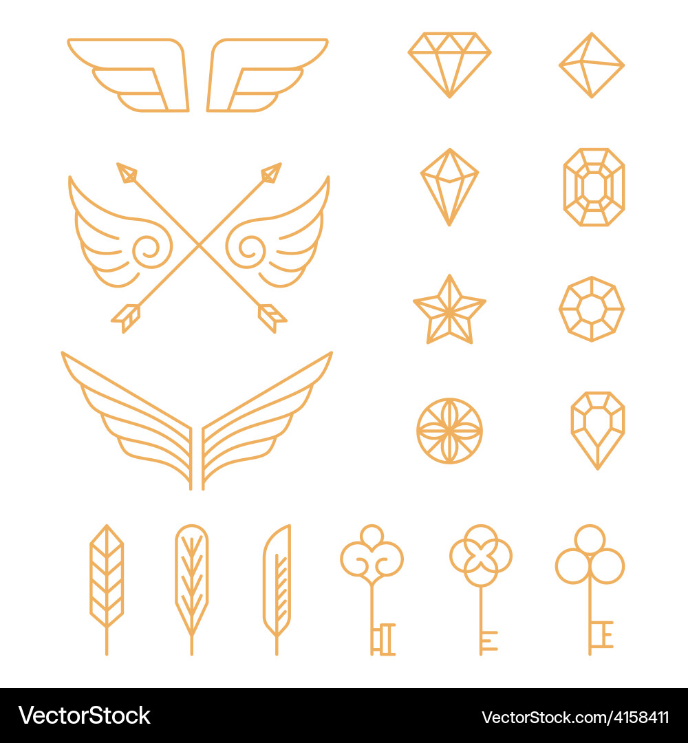 Set of outline emblems and badges Royalty Free Vector Image