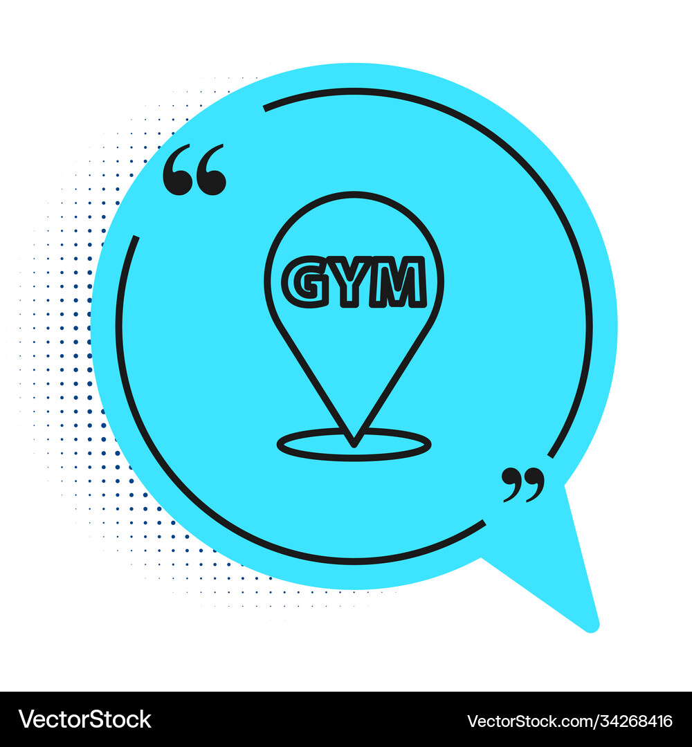 Black line location gym icon isolated on white Vector Image