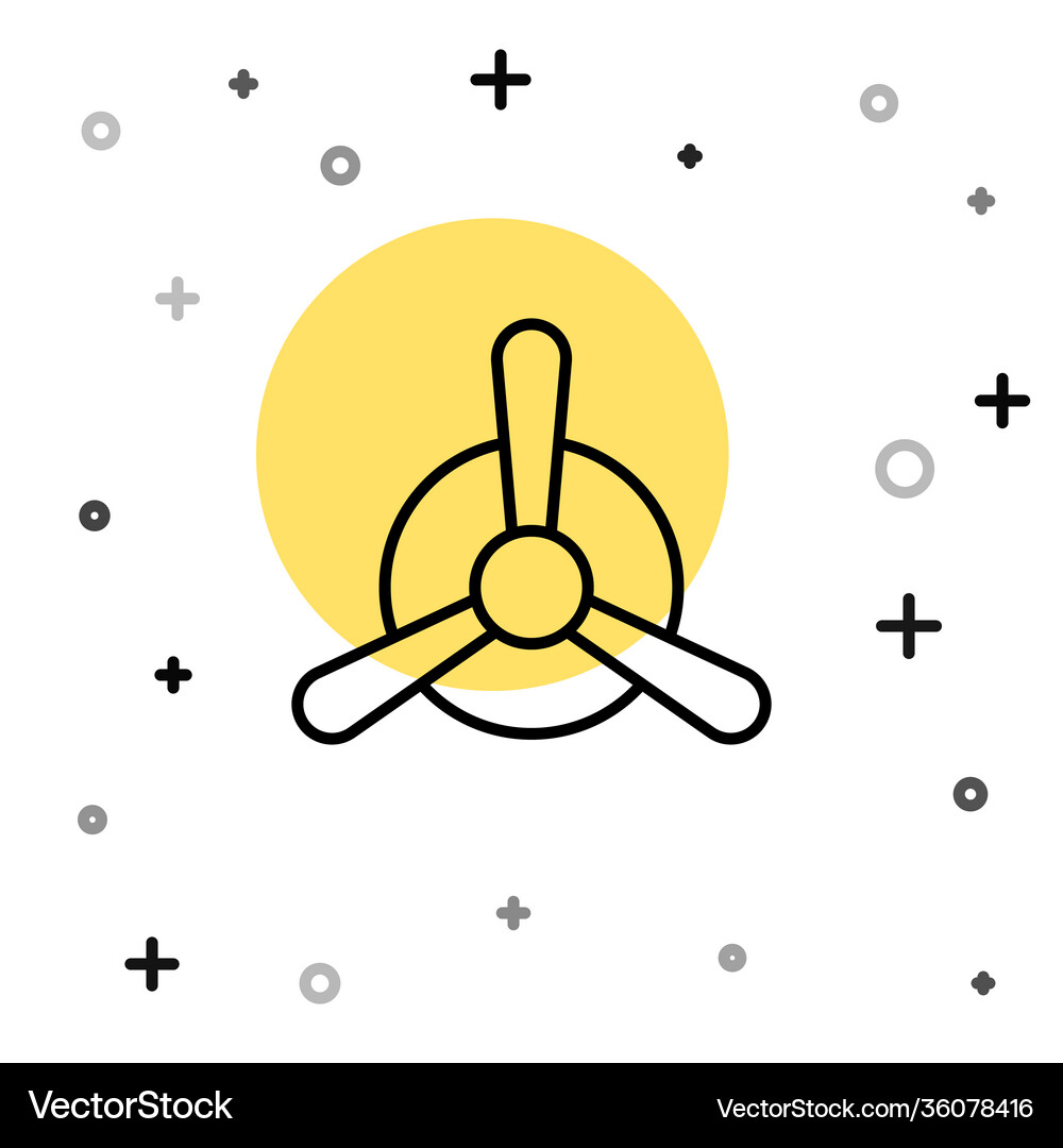 Black line plane propeller icon isolated on white Vector Image
