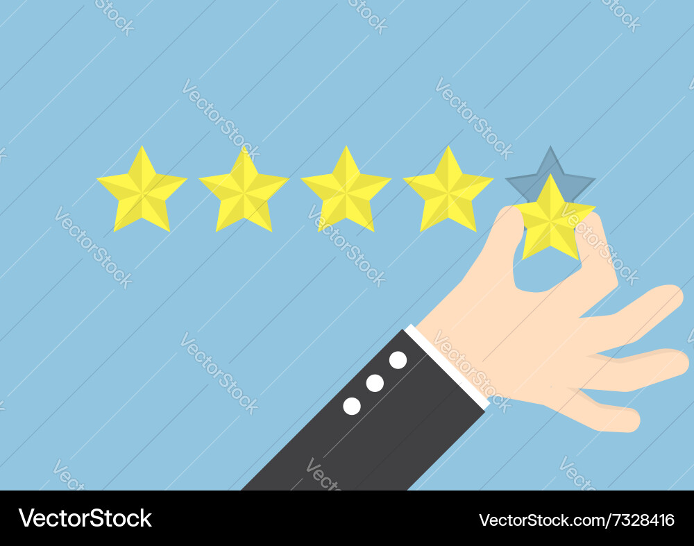 Businessman hand giving five star rating feedback Vector Image