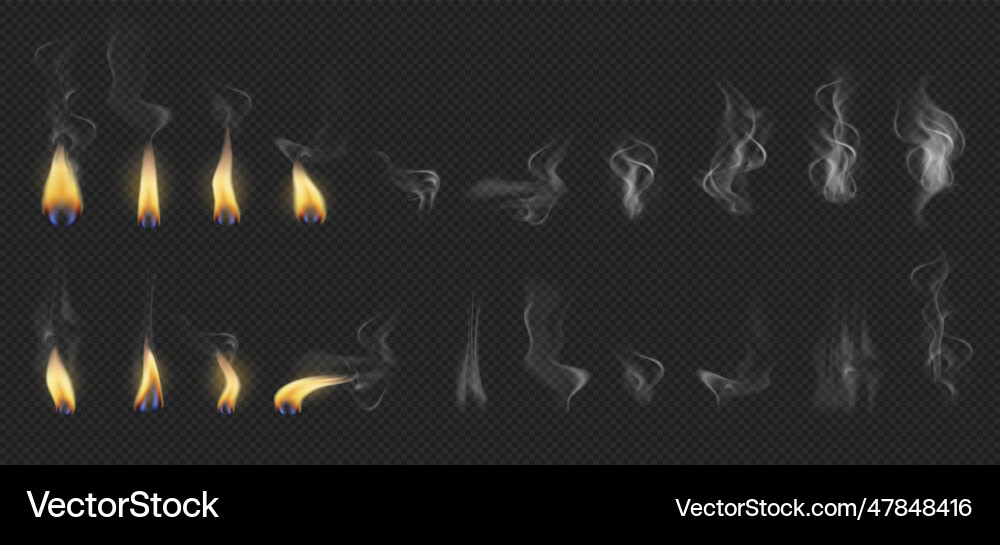 Candle fire and smoke candlelight glare Royalty Free Vector