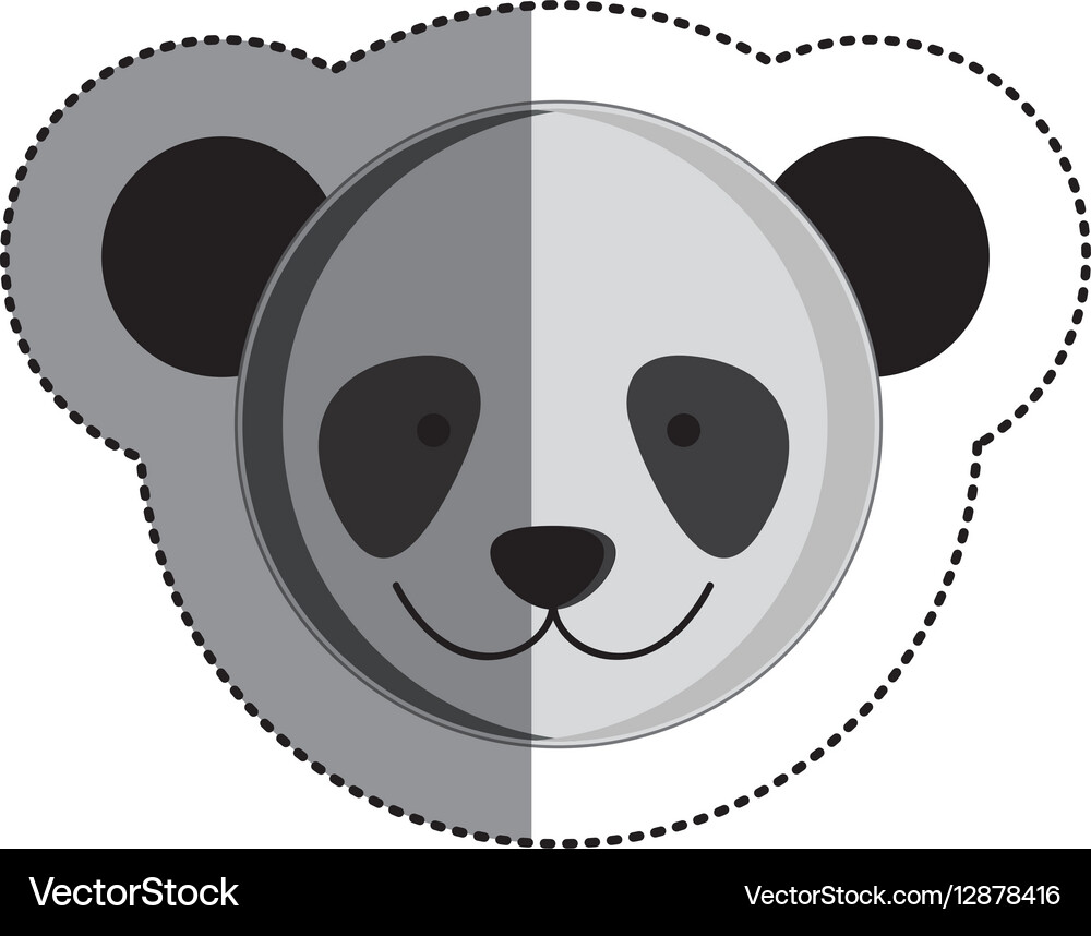 Color sticker with panda head and middle shadow Vector Image