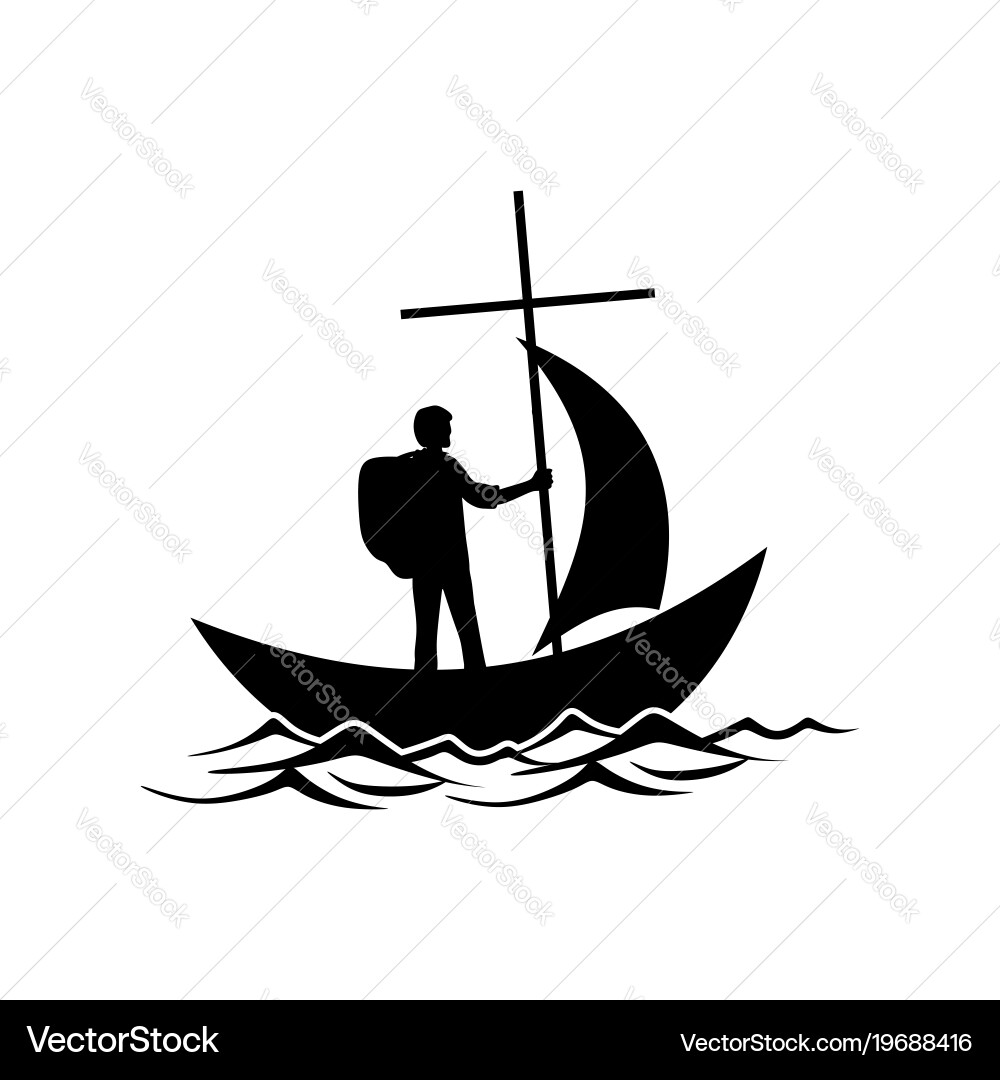 Follower jesus christ floats in boat Royalty Free Vector