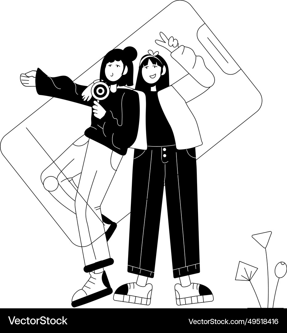 Friends selfie Royalty Free Vector Image - VectorStock