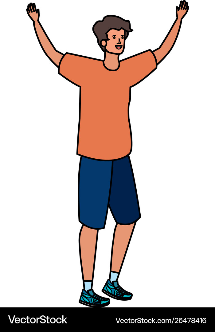 Happy young man celebrating avatar character Vector Image