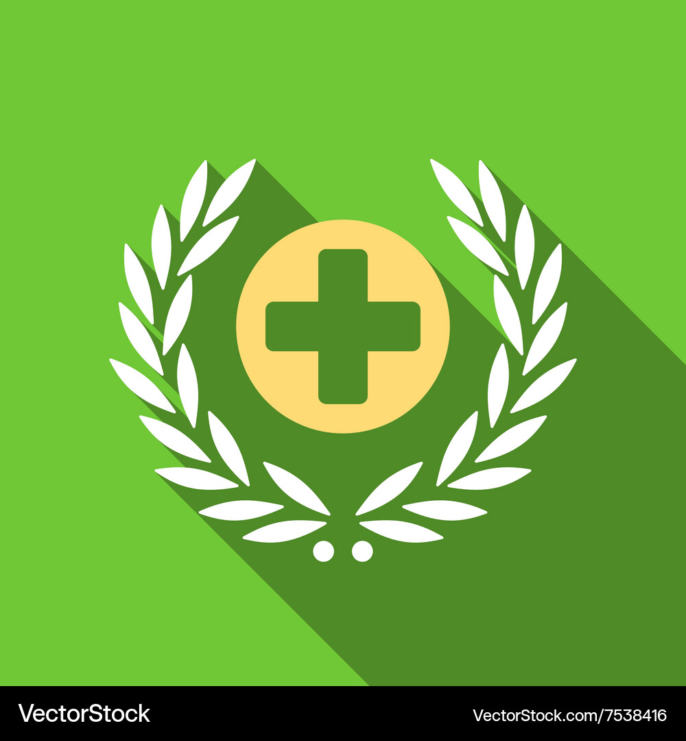 Health care emblem flat long shadow square icon Vector Image