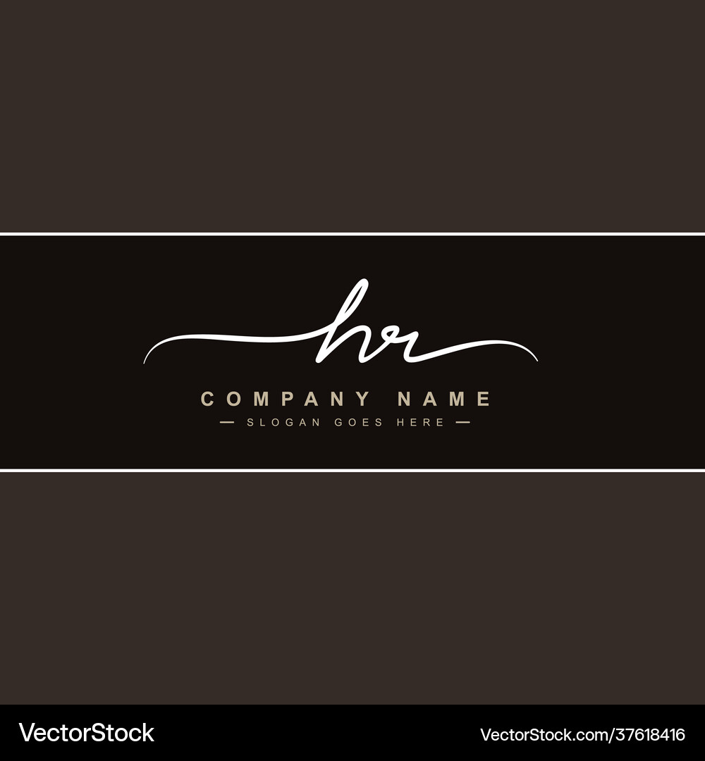 Initial letter hr logo - hand drawn signature Vector Image