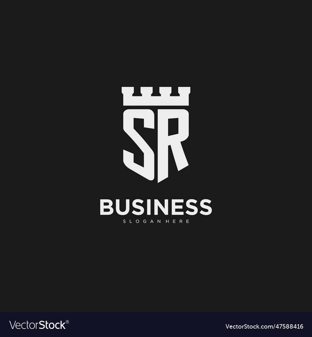 Initials sr logo monogram with shield Royalty Free Vector