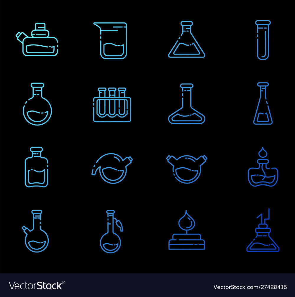 Laboratory flasks icon set Royalty Free Vector Image