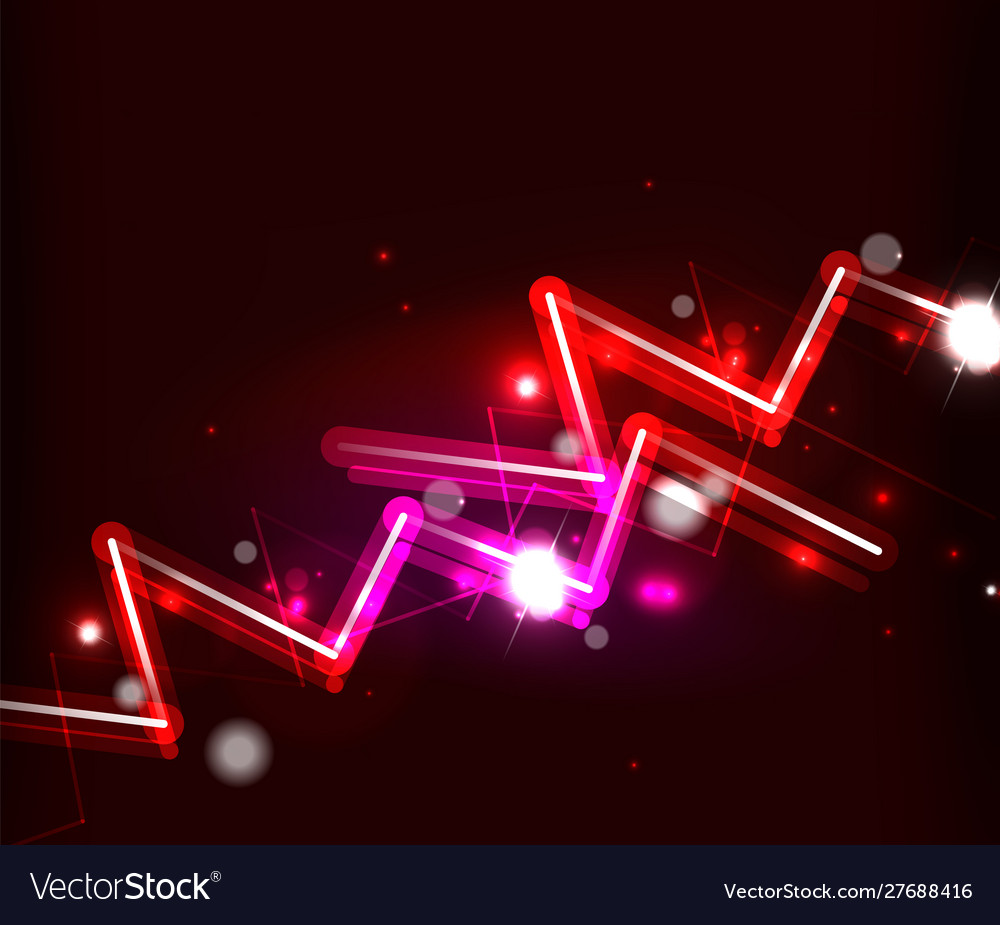 Neon zig zag lines glowing spark trail tracing Vector Image Neon zig zag lines glowing spark trail tracing Vector Image