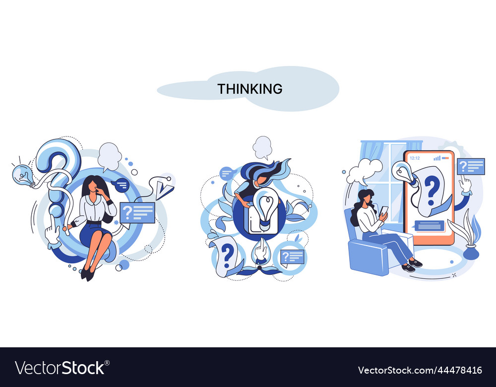 Problem solving concept man wondering or thinking Vector Image