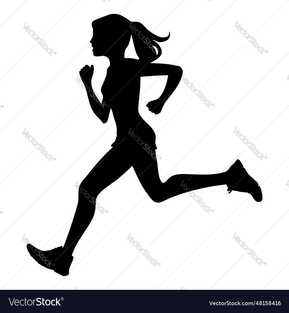 Running girl silhouette Royalty Free Vector Image