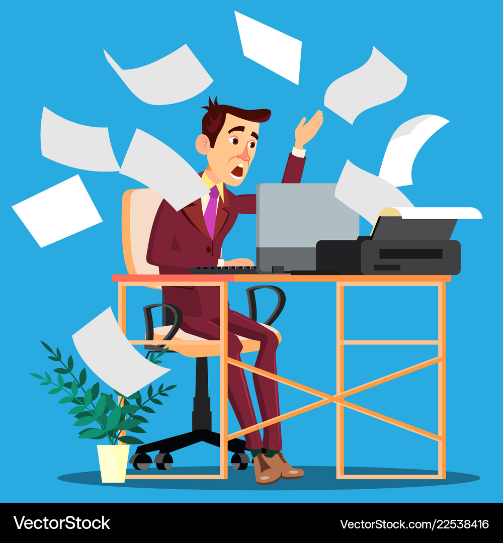 Sheets of paper from the printer scattering around