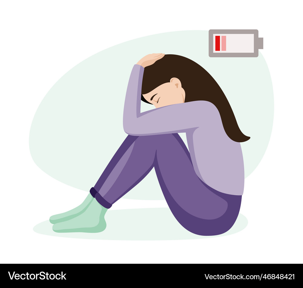A tired woman without energy Royalty Free Vector Image