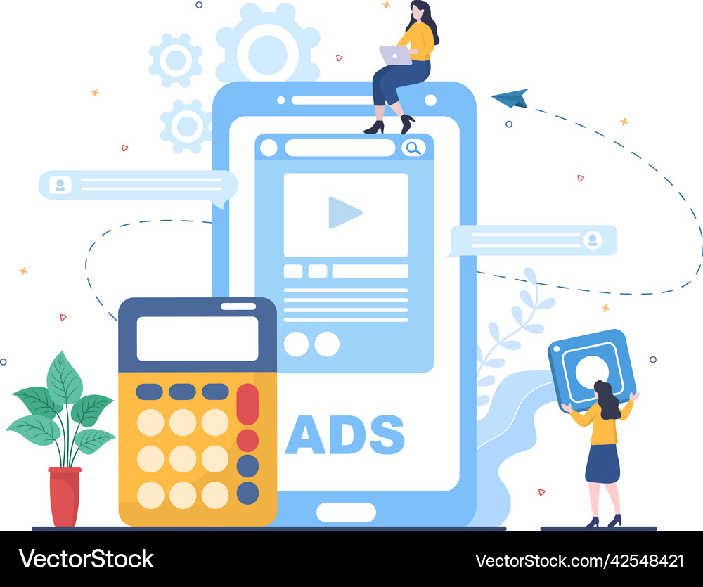 Advertising or ads for mobile social media Vector Image