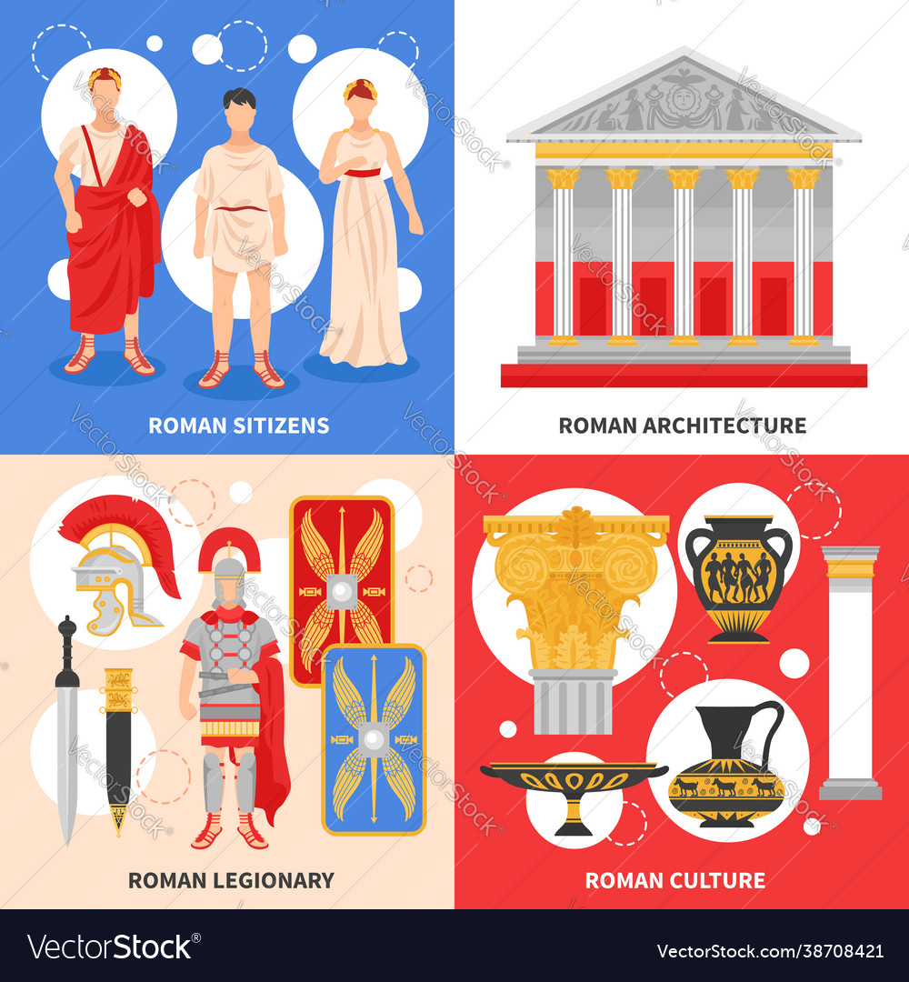 Ancient rome flat concept Royalty Free Vector Image