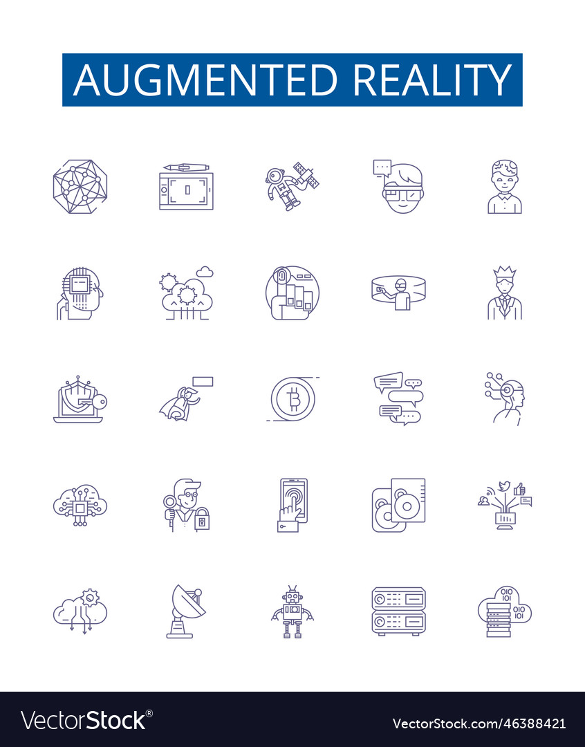 Augmented reality line icons signs set design Vector Image