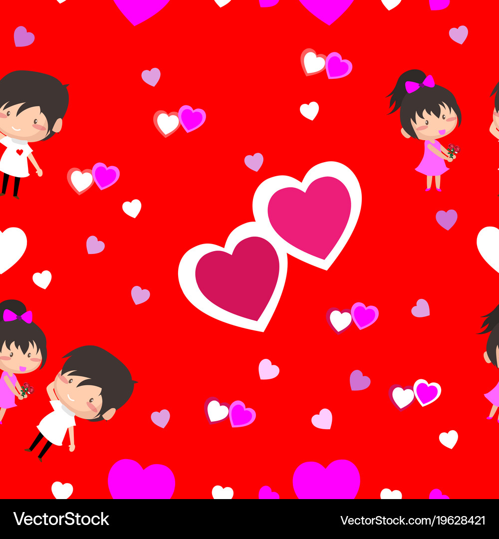 Boy and girl love hearts seamless pattern Vector Image