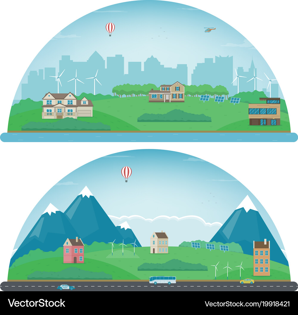 City landscape and suburban building Royalty Free Vector