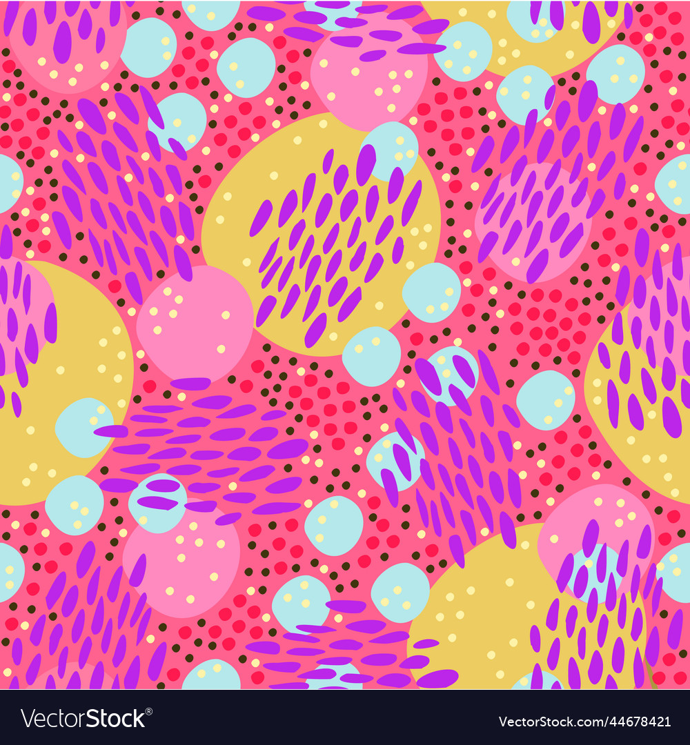 Colorful abstract seamless pattern on bright pink Vector Image