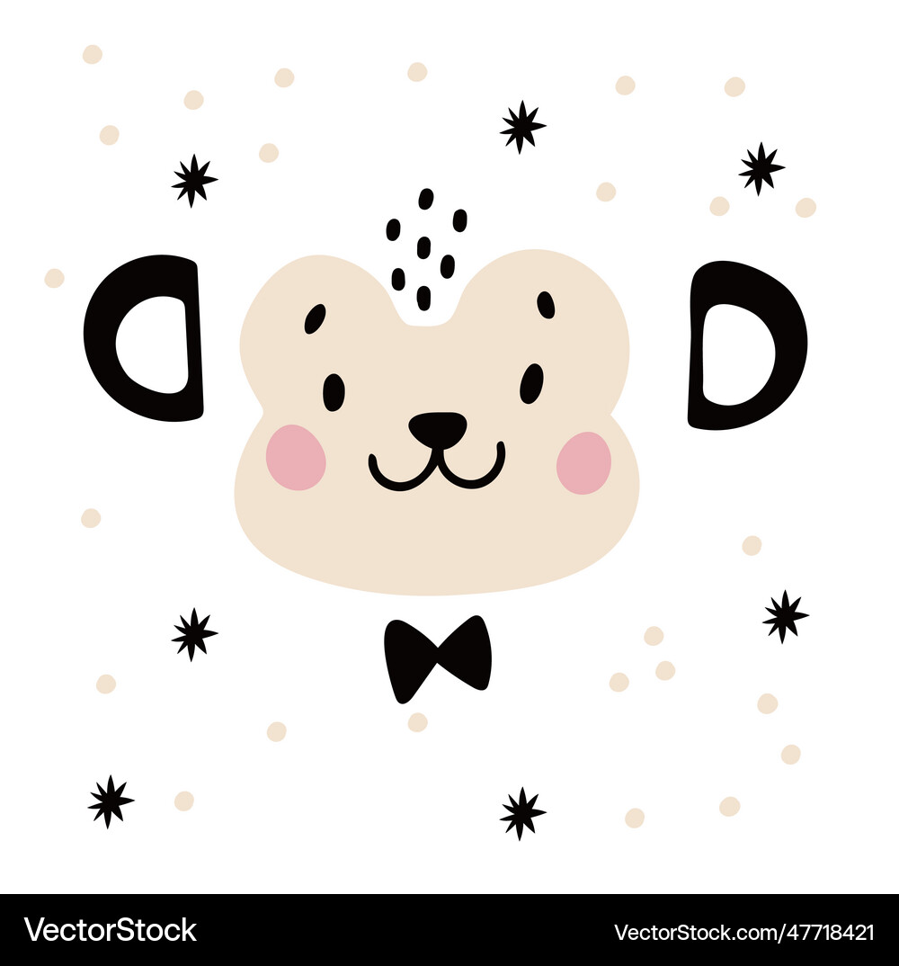 Cute monkey face smiling baby animal card Vector Image