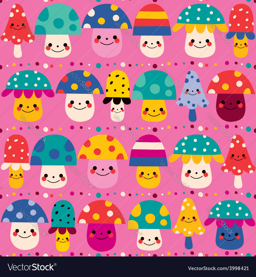 Cute mushrooms seamless pattern Royalty Free Vector Image