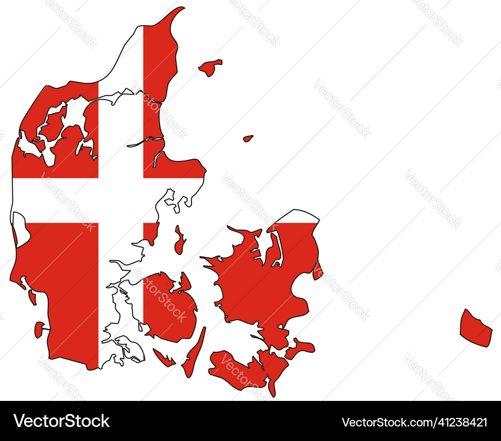 Denmark map with flag - outline of a state Vector Image