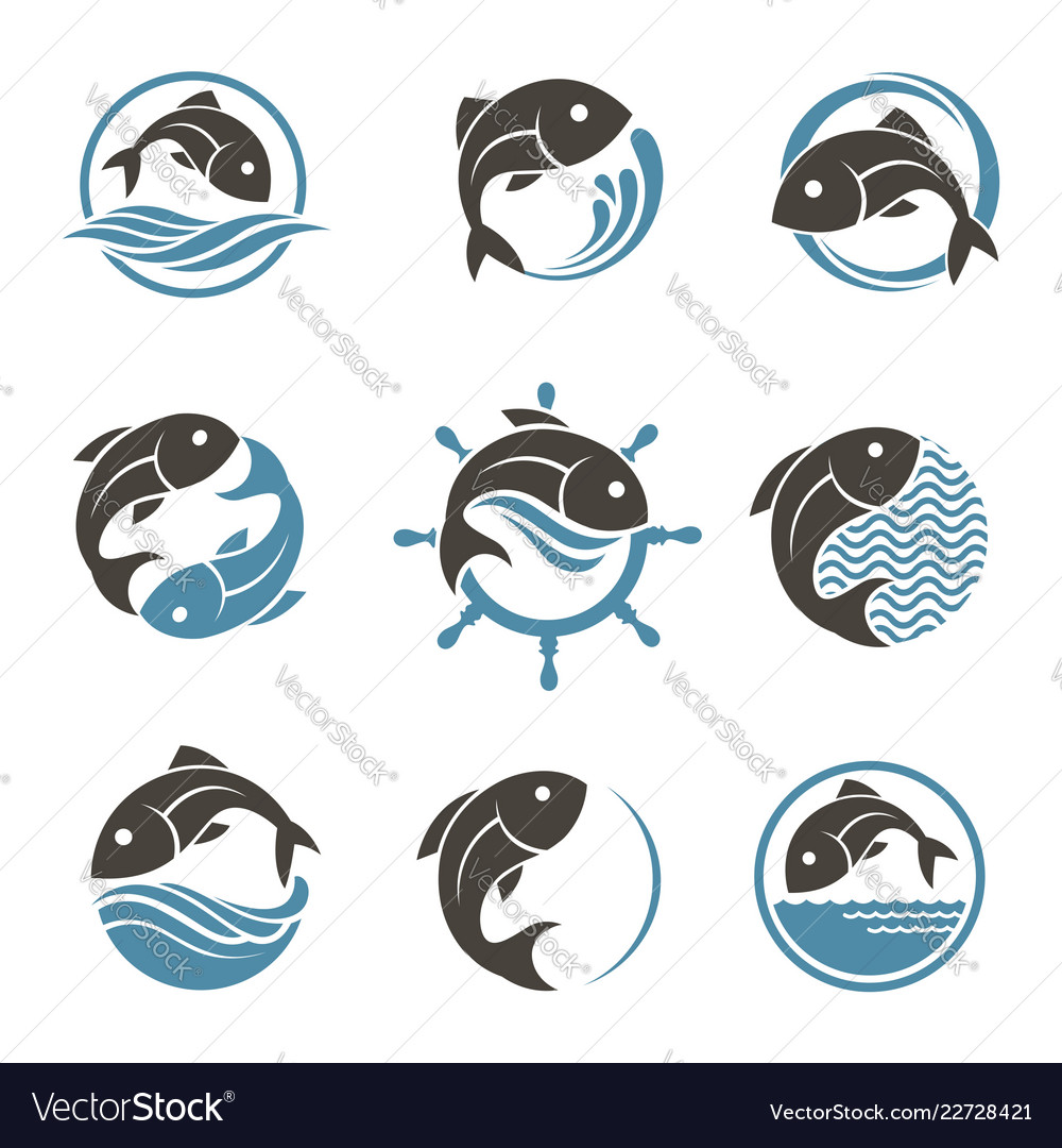 Fish icon set Royalty Free Vector Image - VectorStock