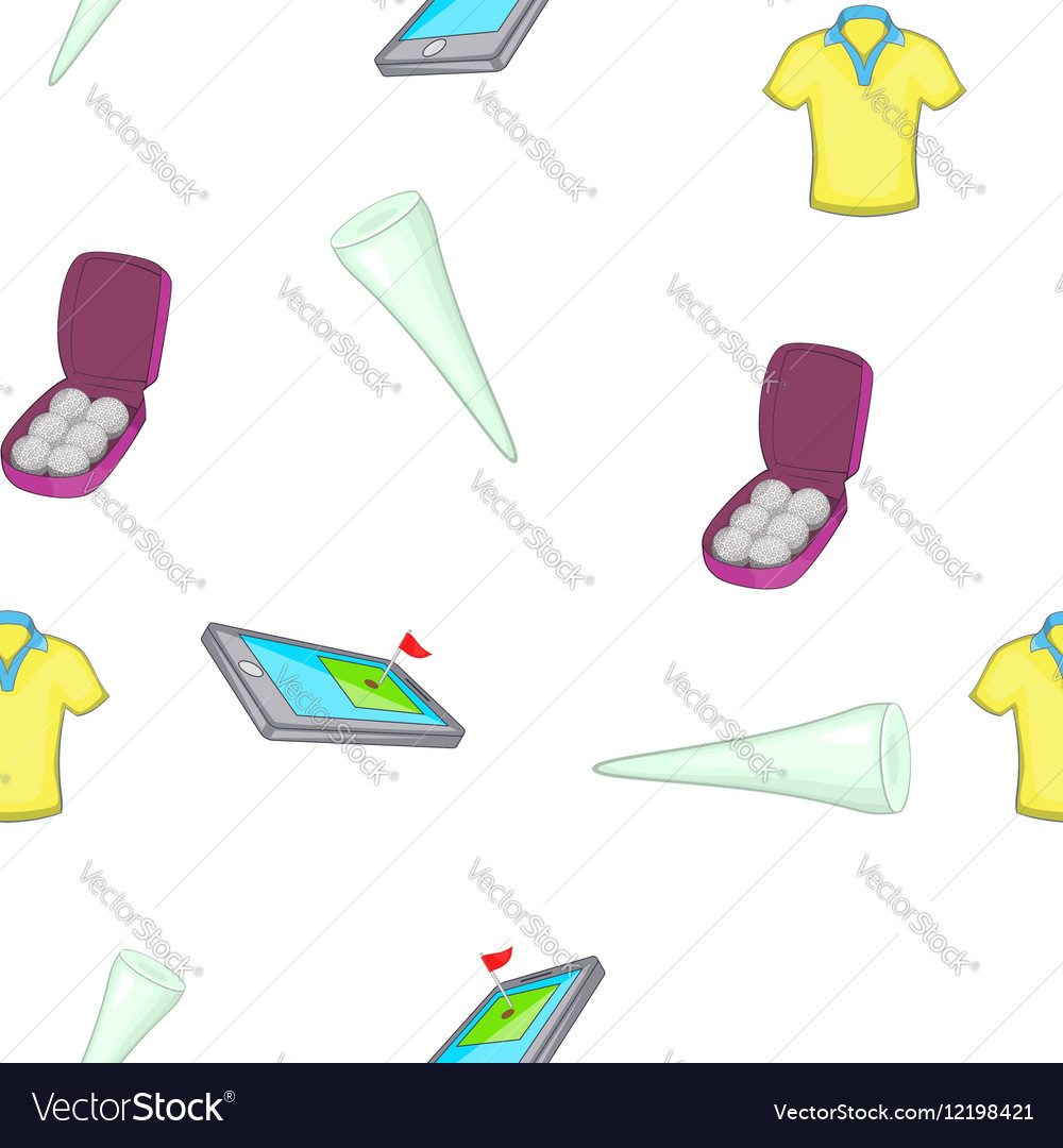 Golf elements pattern cartoon style Royalty Free Vector