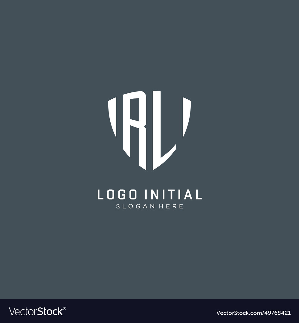 Initials rl logo shield guard shape creative logo Vector Image