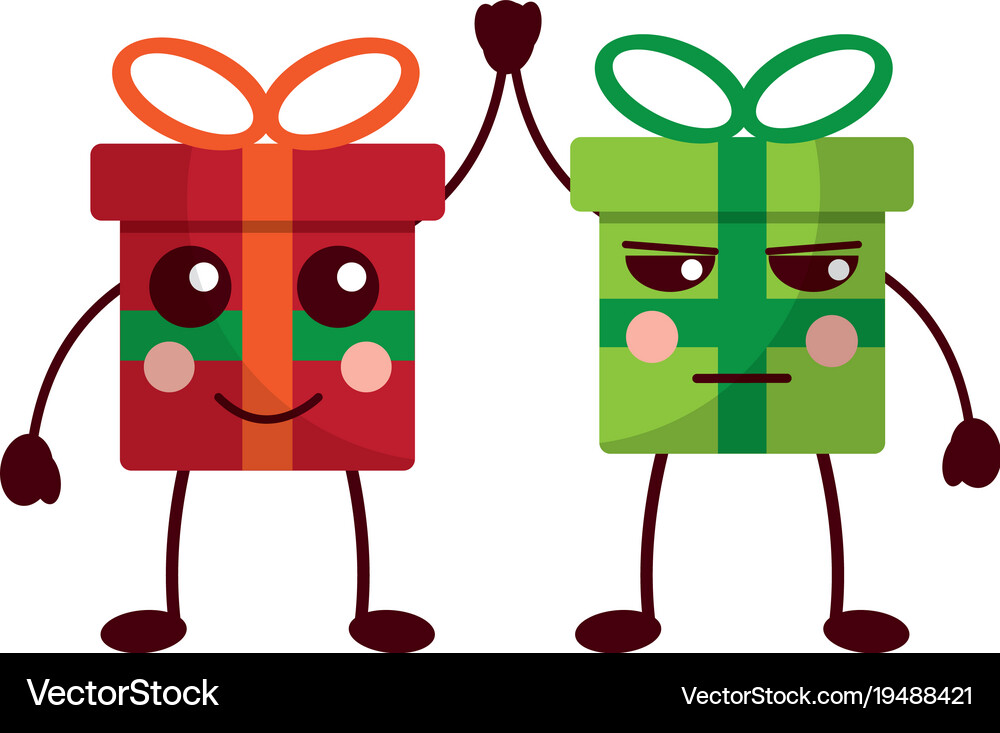 Kawaii cartoon gift box happy smile Royalty Free Vector