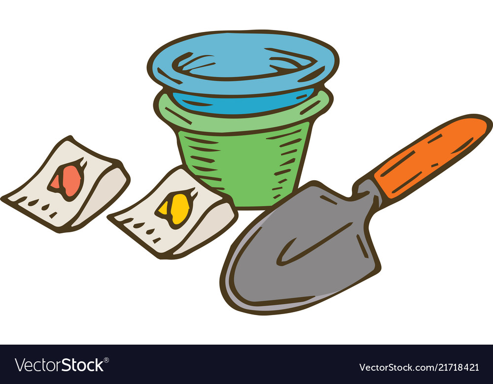 Potting flower composition Royalty Free Vector Image