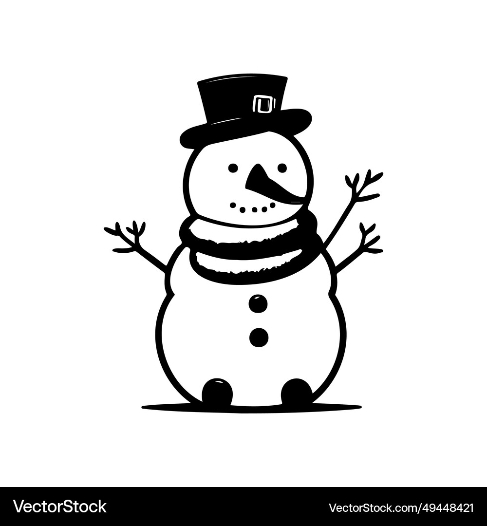 Snowman icon hand draw black colour winter logo Vector Image