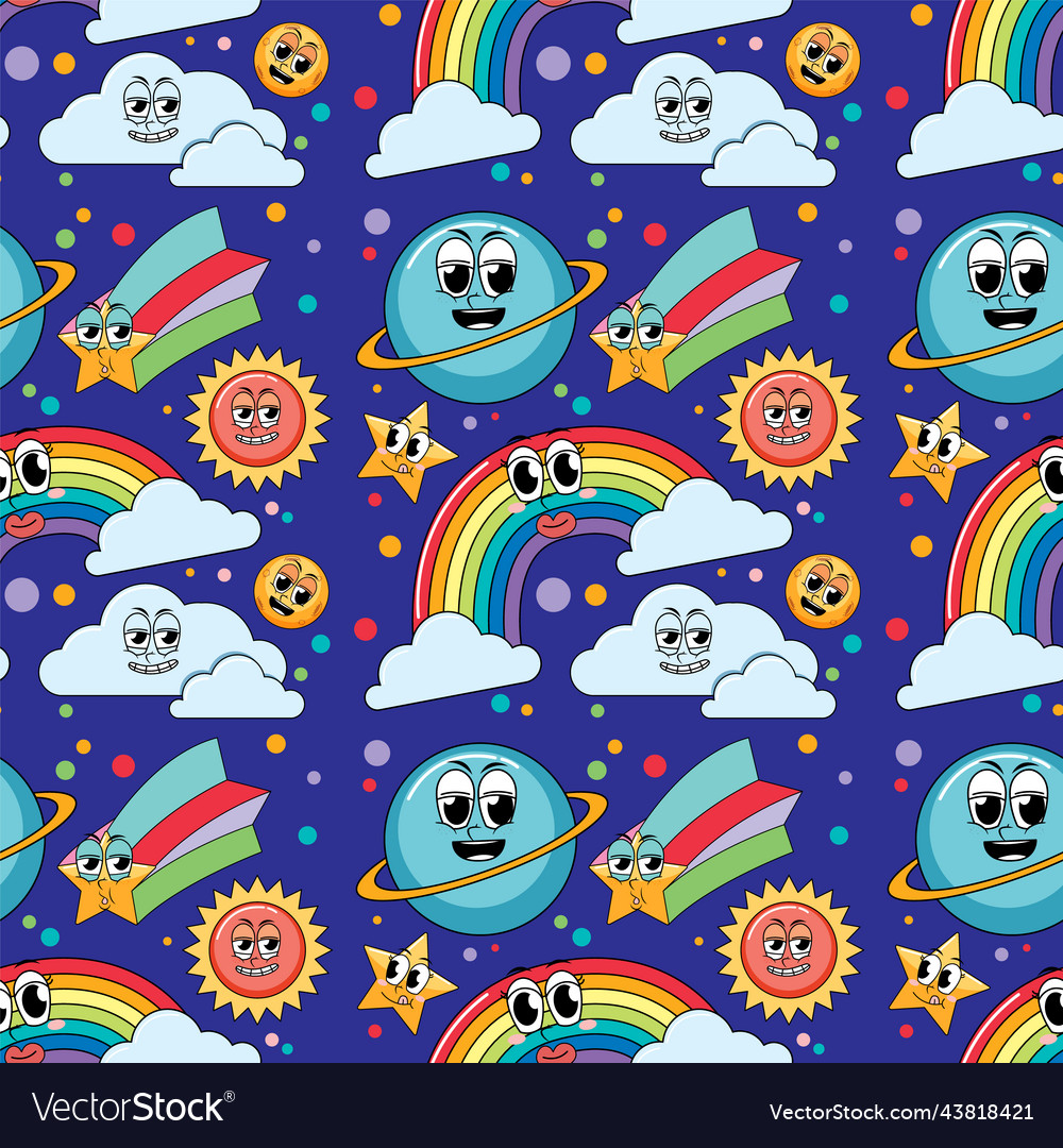 Space and sky icons seamless pattern Royalty Free Vector