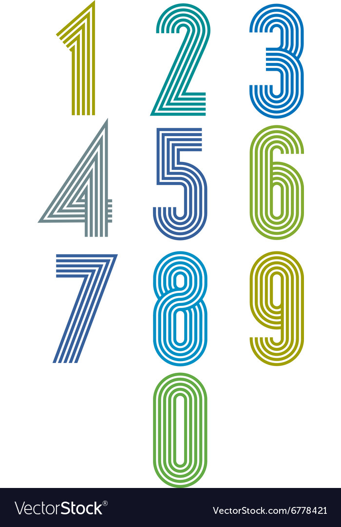 Striped Number Set Royalty Free Vector Image - VectorStock