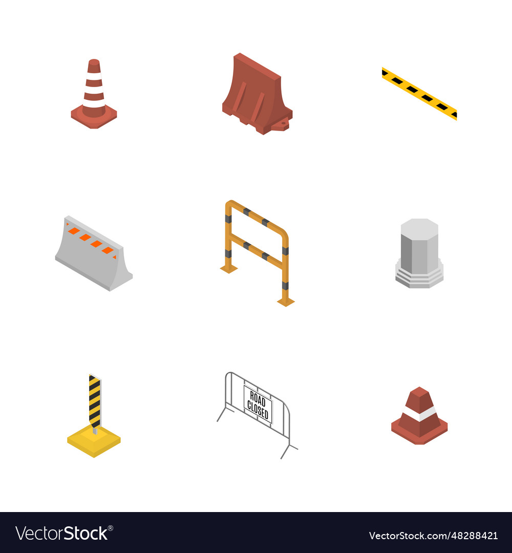 Under construction design elements flat 3d Vector Image