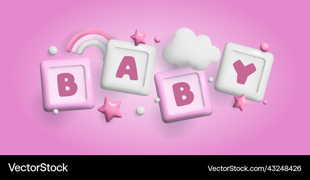 Baby shower 3d space banner poster Royalty Free Vector Image