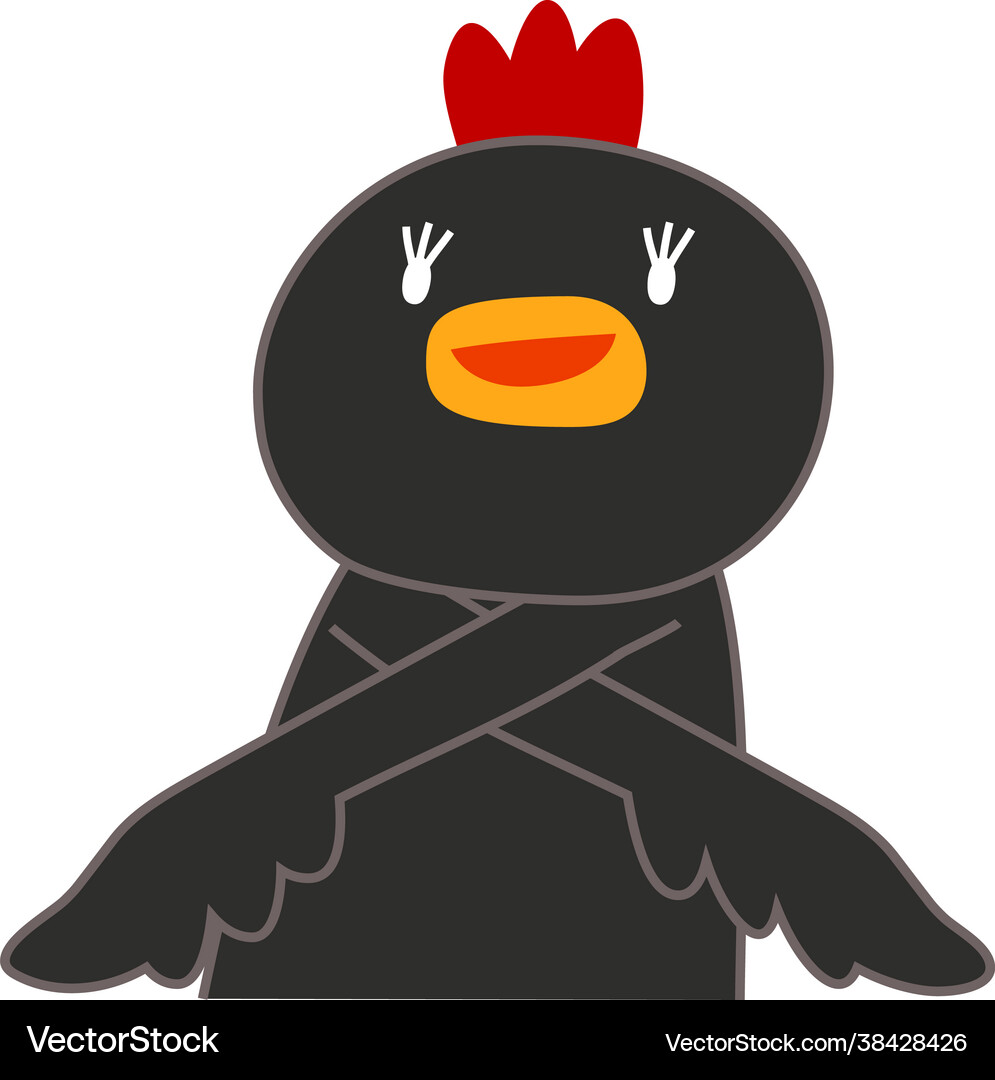 Black chicken that guides you pointing your Vector Image