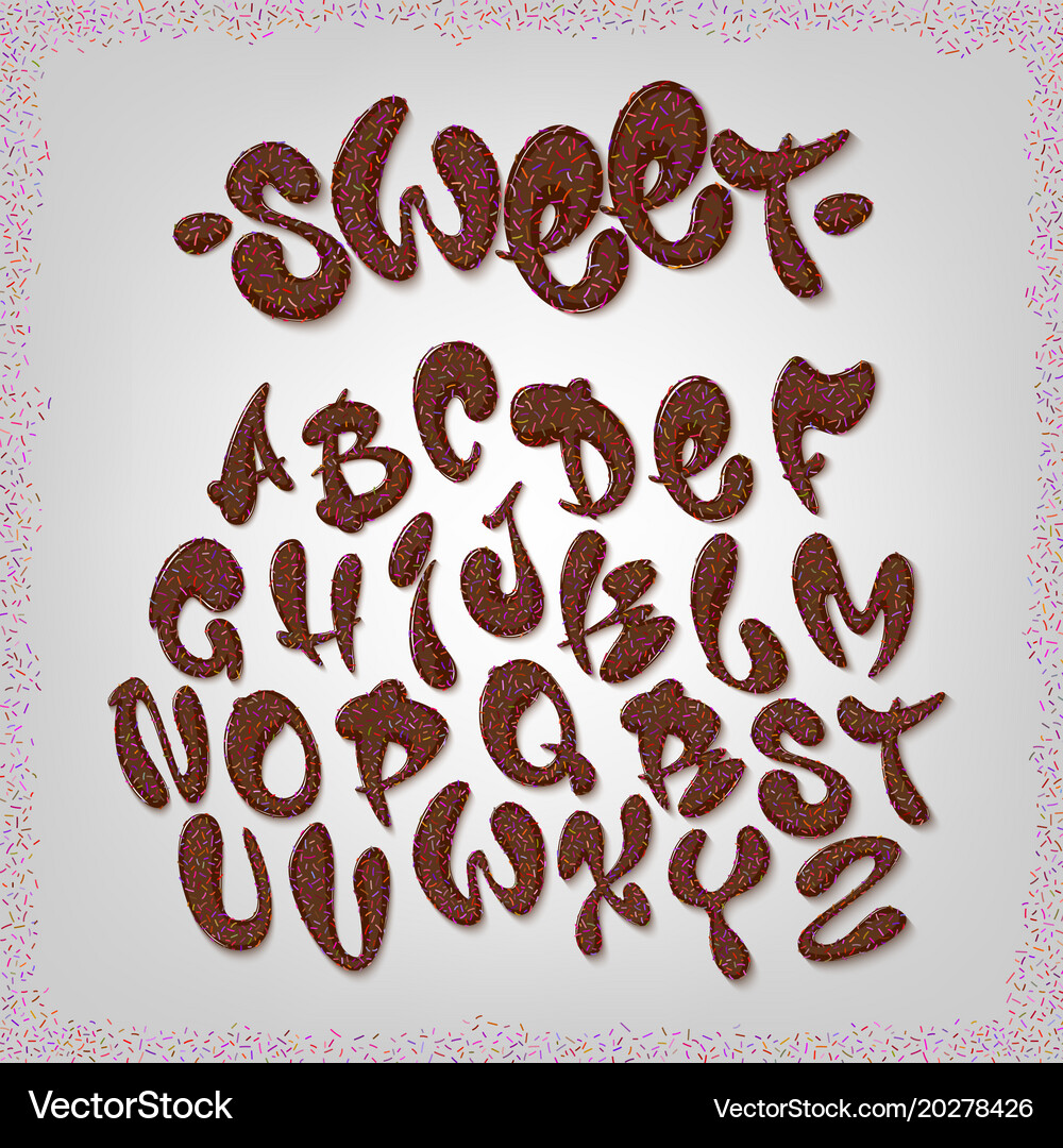 Chocolate hand drawn typeset sweet alphabet Vector Image