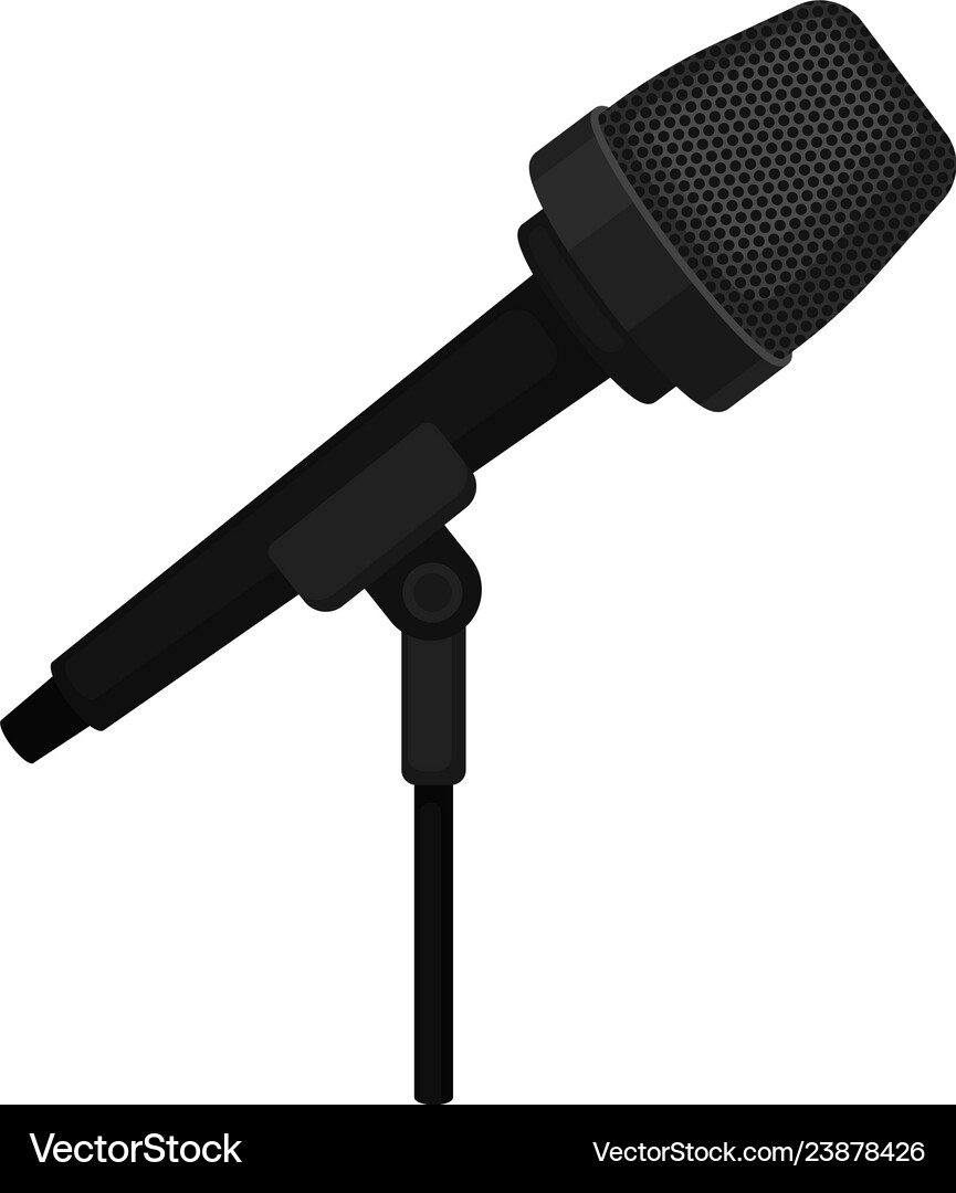 Flat icon of black condenser microphone Royalty Free Vector