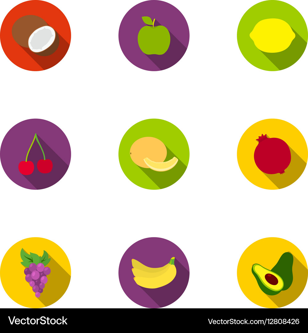 Fruits set icons in flat style big collection Vector Image